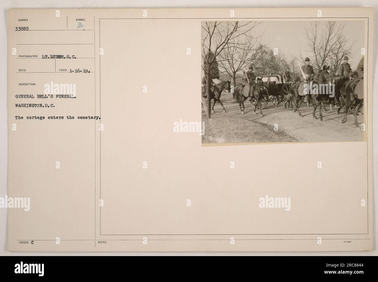 The funeral procession of General Bell during World War I. The cortege ...