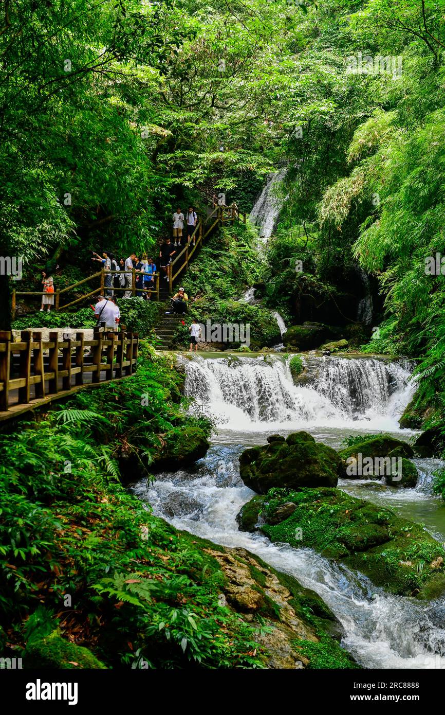 People escape the summer heat at the Black Valley scenic area in ...
