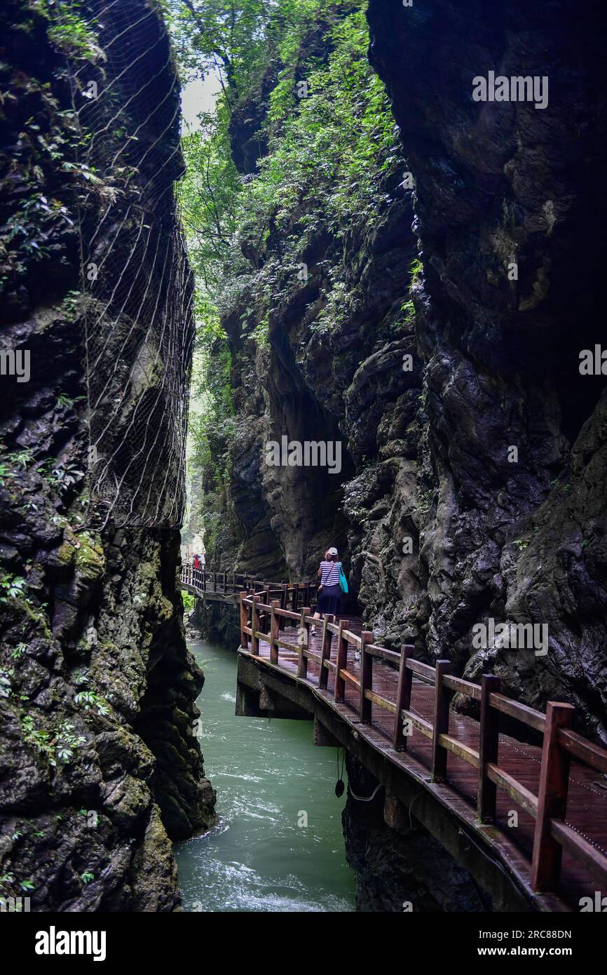 People escape the summer heat at the Black Valley scenic area in ...