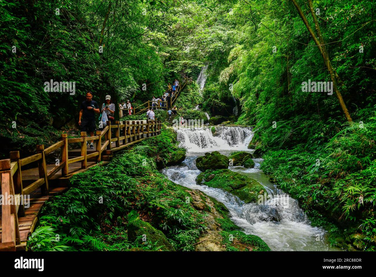 People escape the summer heat at the Black Valley scenic area in ...