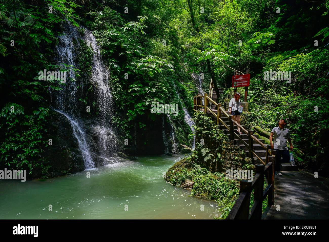 People escape the summer heat at the Black Valley scenic area in ...