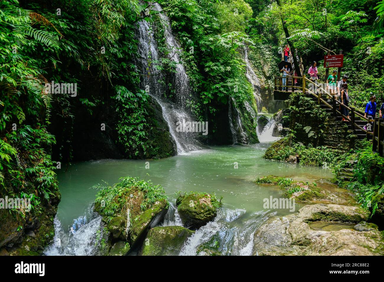 People escape the summer heat at the Black Valley scenic area in ...