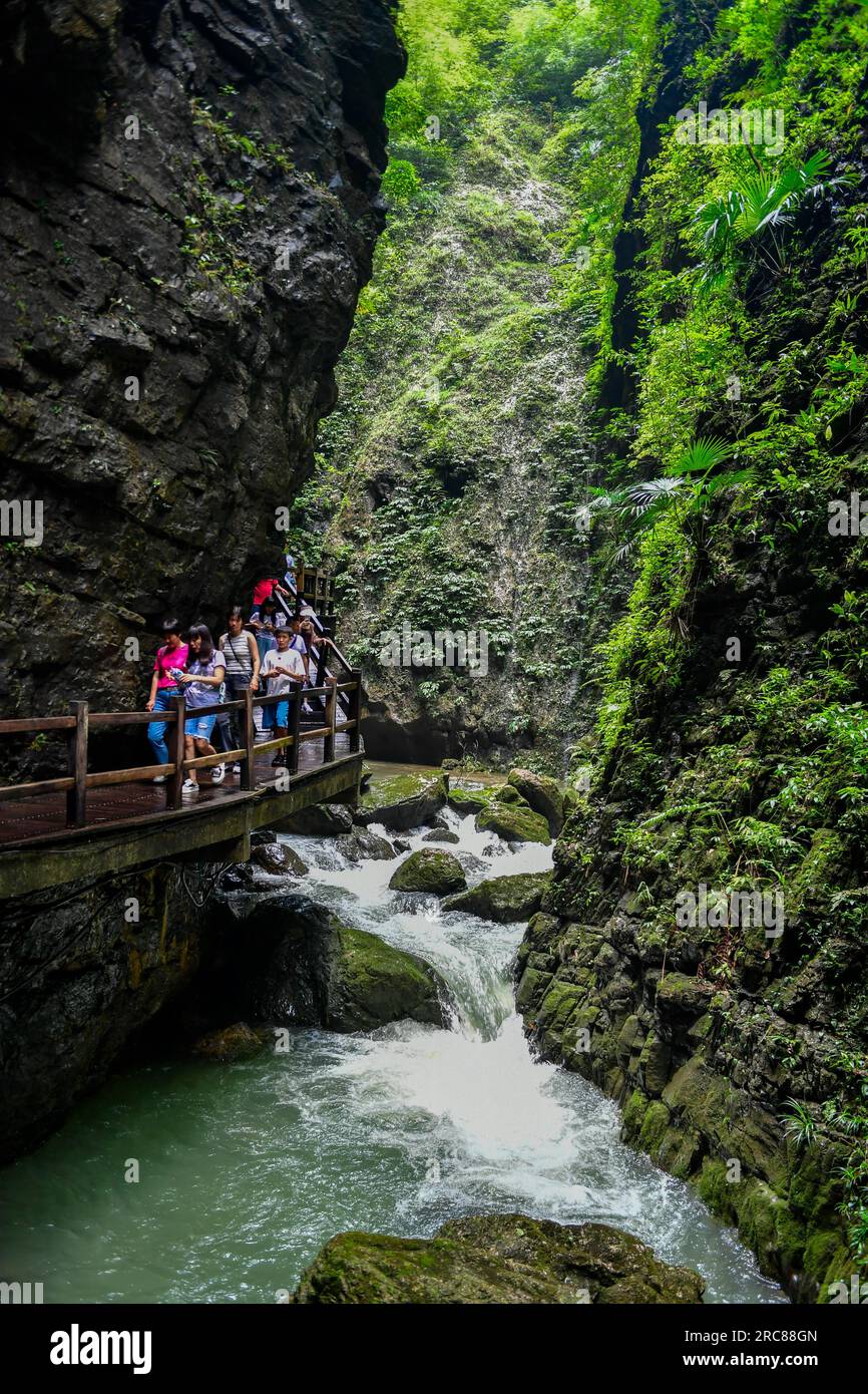 People escape the summer heat at the Black Valley scenic area in ...