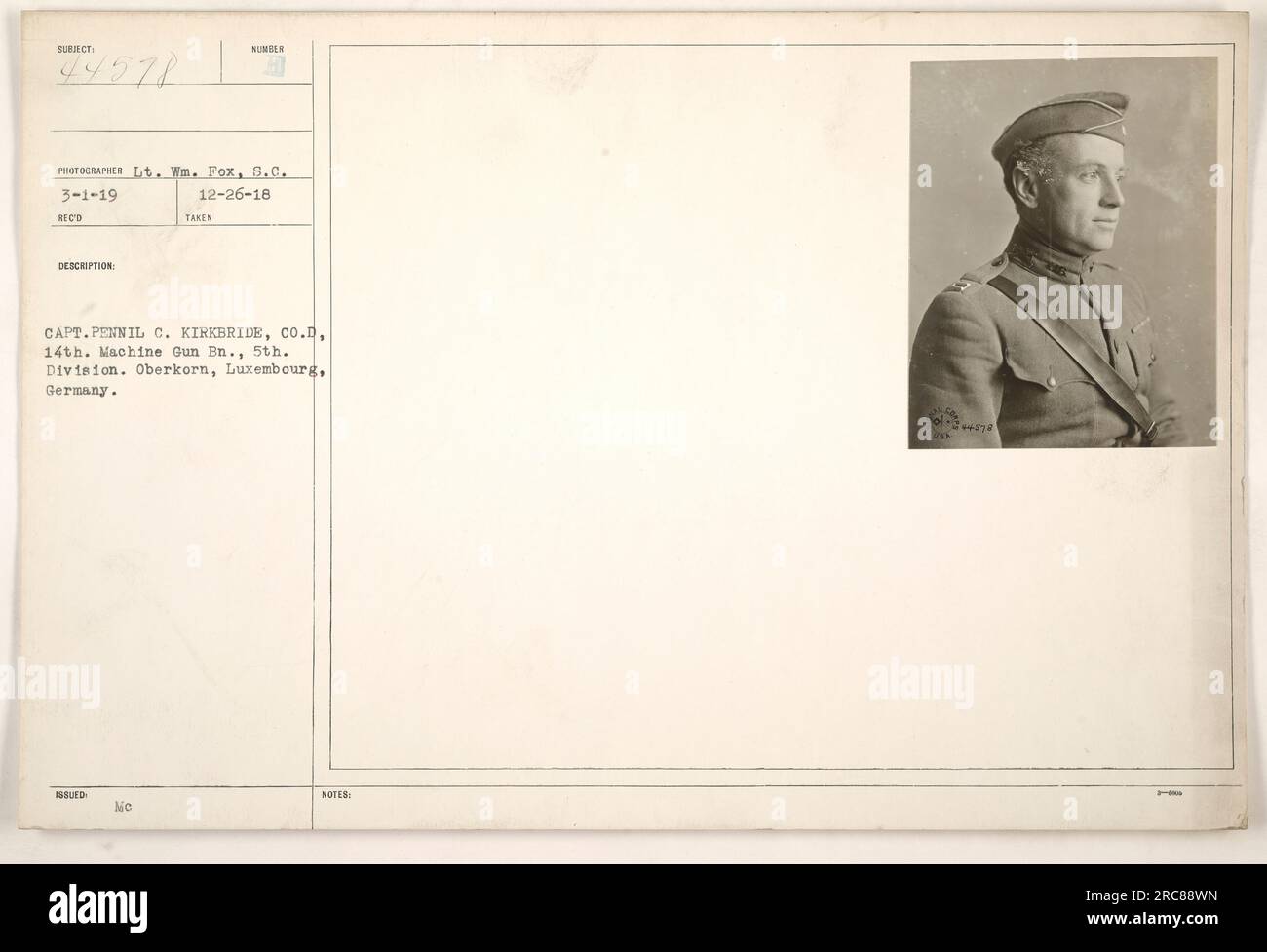 Capt. Pennil C. Kirkbride, of Co. D, 14th Machine Gun Bn., 5th Division ...