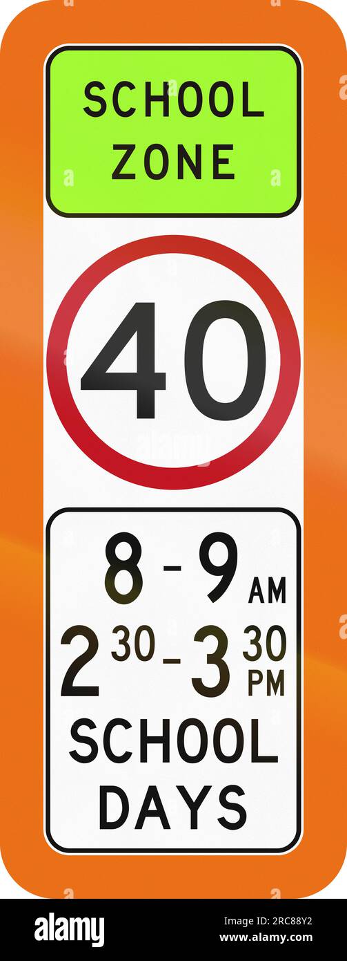 Australian school warning sign with speed limit Stock Photo - Alamy