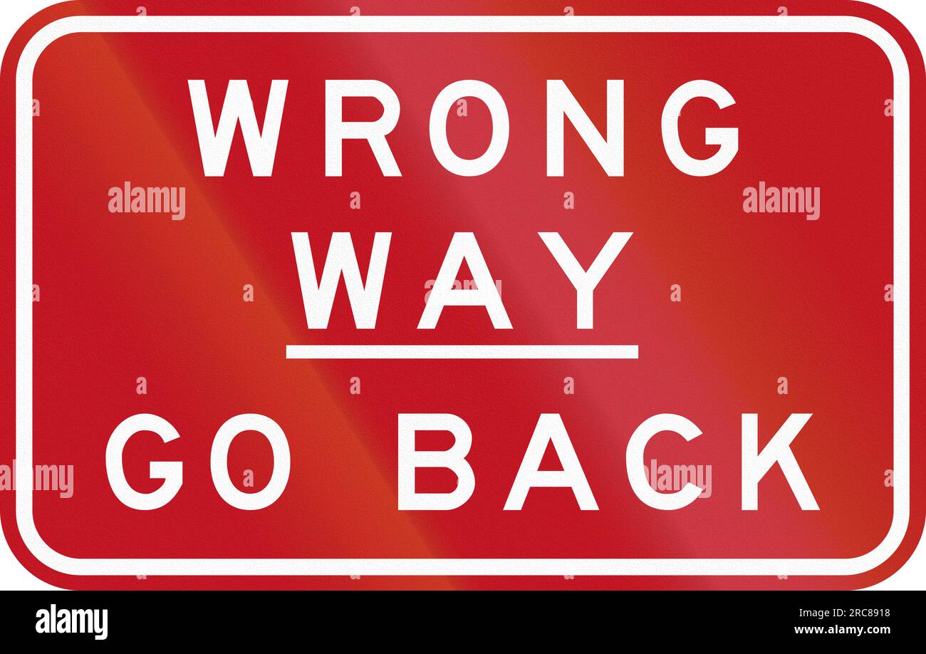 Australian traffic sign: Wrong Way - Go Back Stock Photo - Alamy