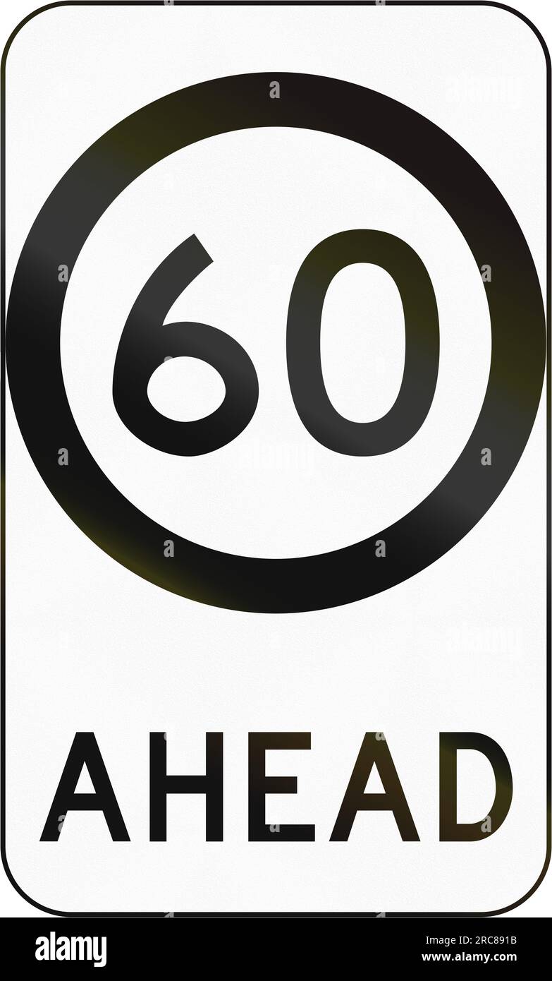 Australian 60 speed limit zone ahead sign Stock Photo - Alamy