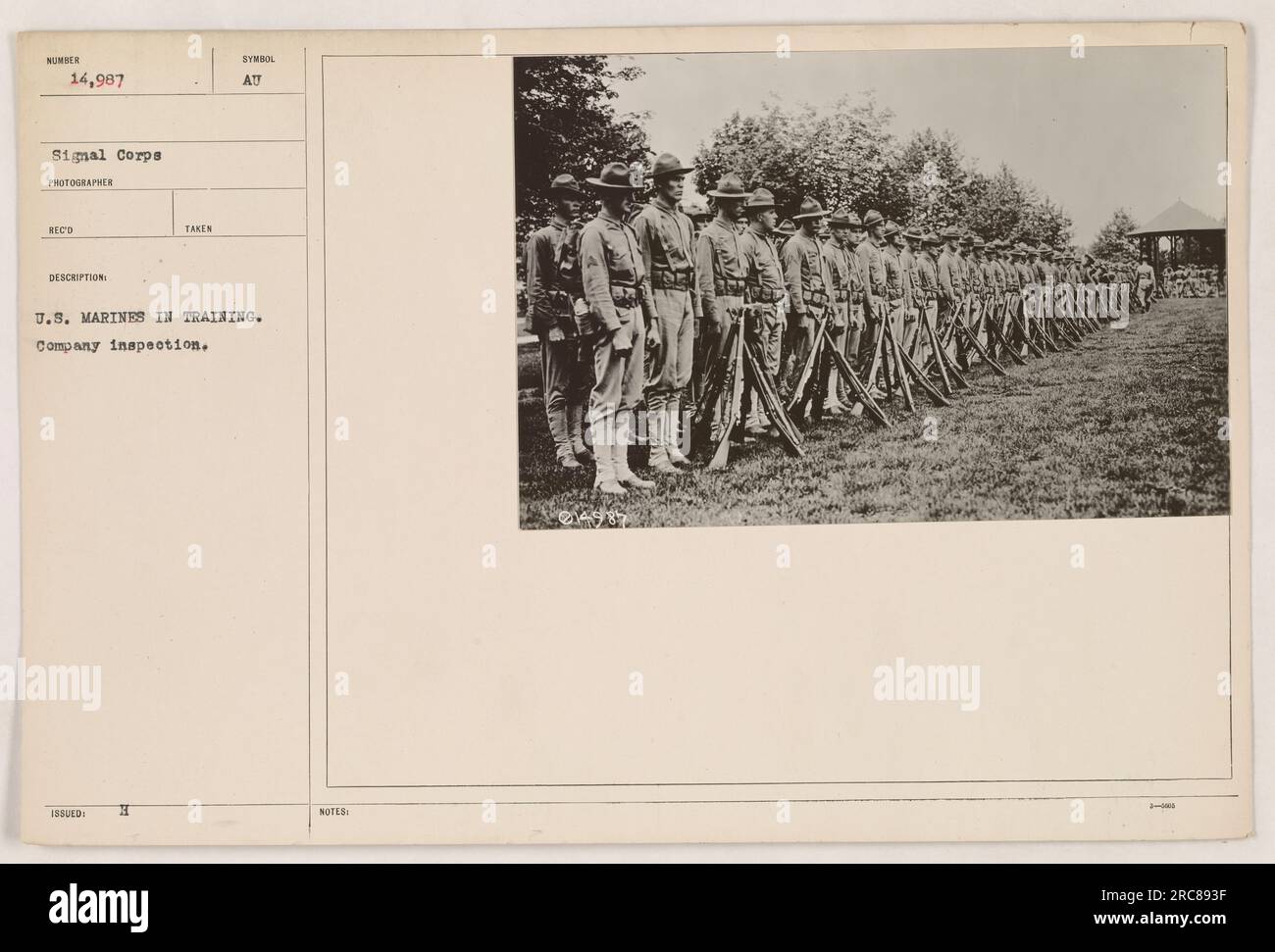 U.S. Marines conducting a company inspection during training. The ...