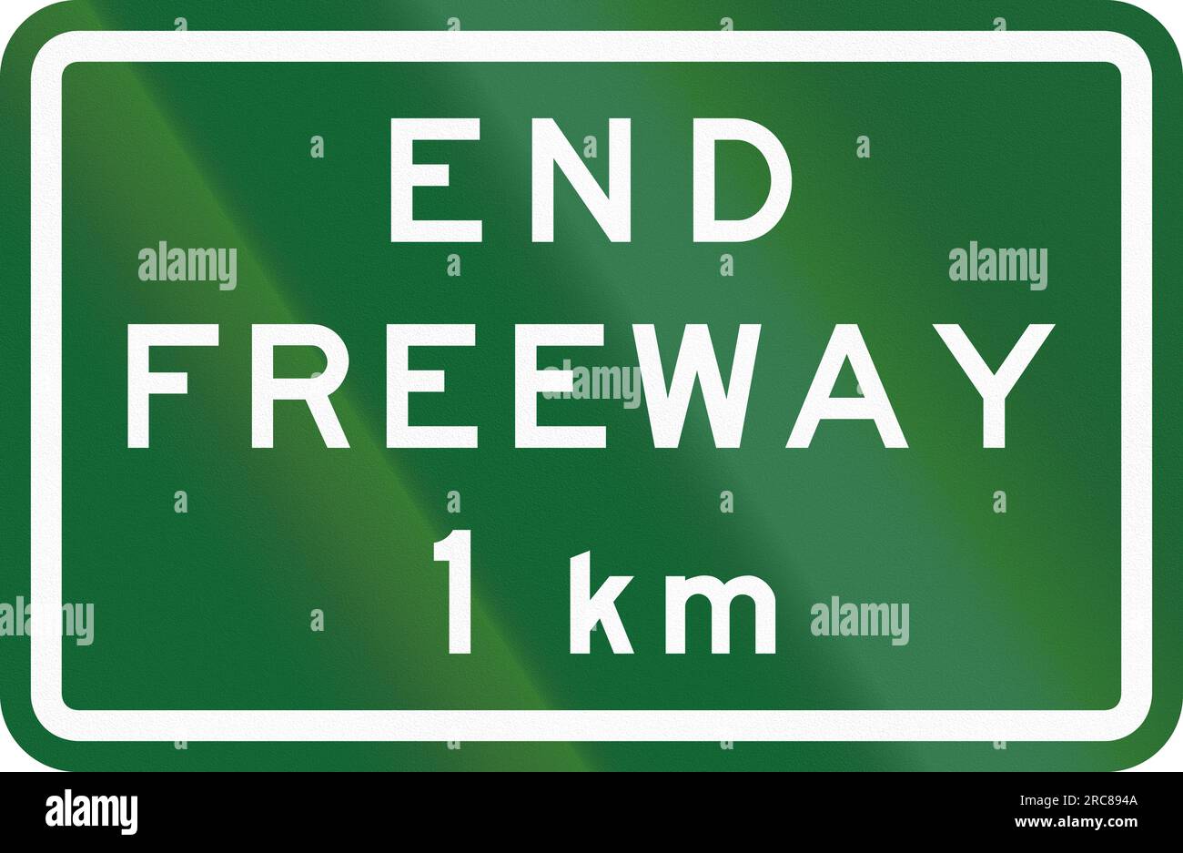 Australian road sign: End freeway - 1 kilometer Stock Photo - Alamy