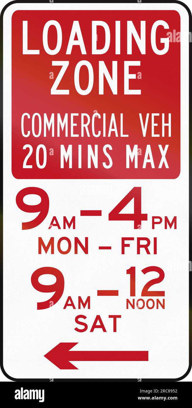 Australian special parking zone regulation sign: Loading zone at times ...