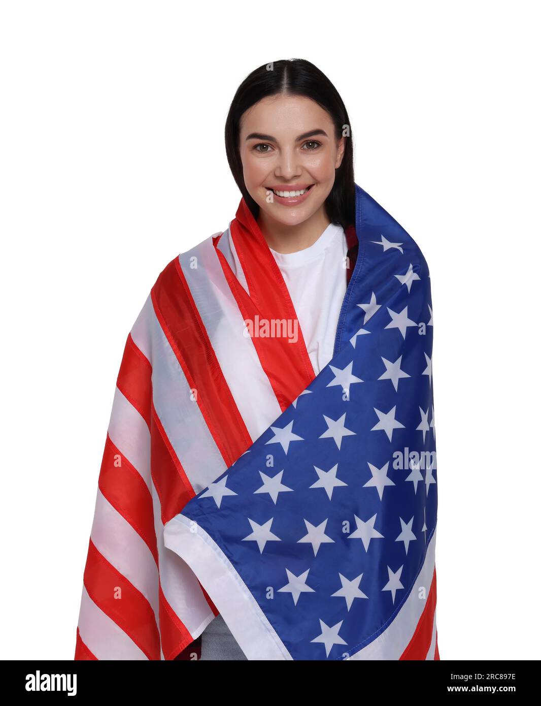 4th of July - Independence day of America. Happy woman with national ...