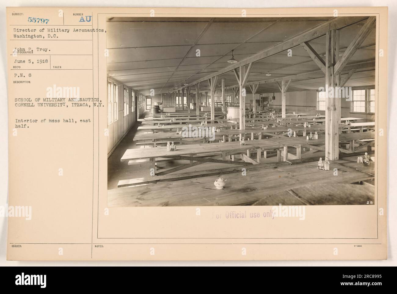 Interior view of the east half of the mess hall at the School of ...