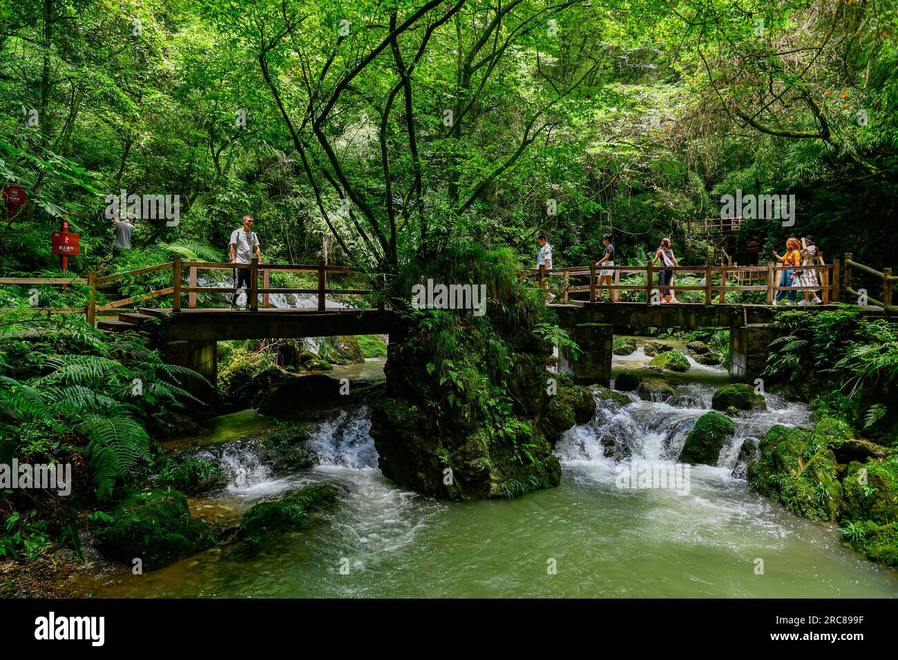 People escape the summer heat at the Black Valley scenic area in ...