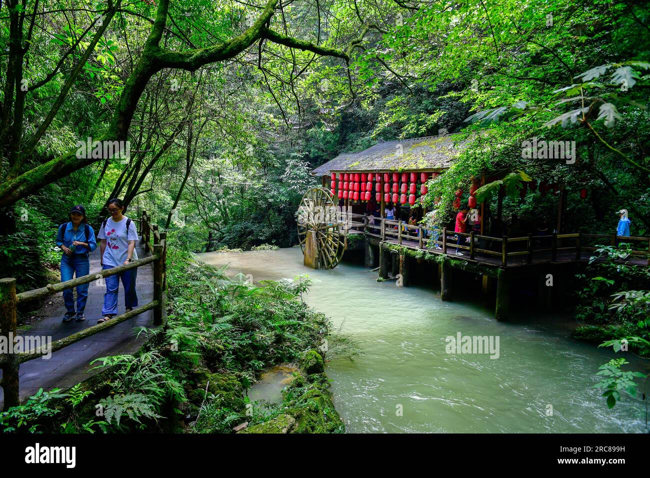 People escape the summer heat at the Black Valley scenic area in ...