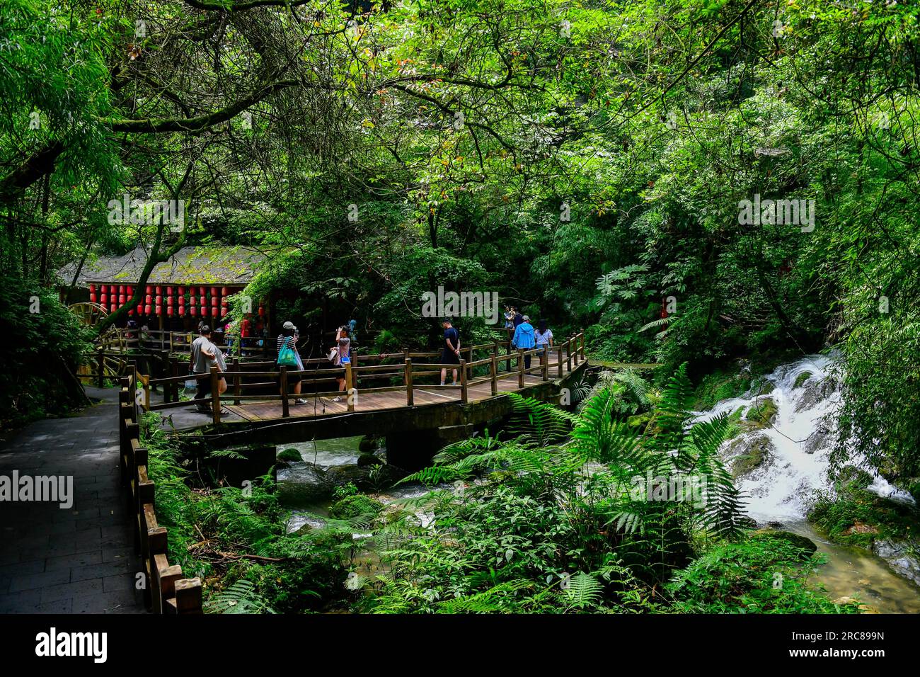 People escape the summer heat at the Black Valley scenic area in ...