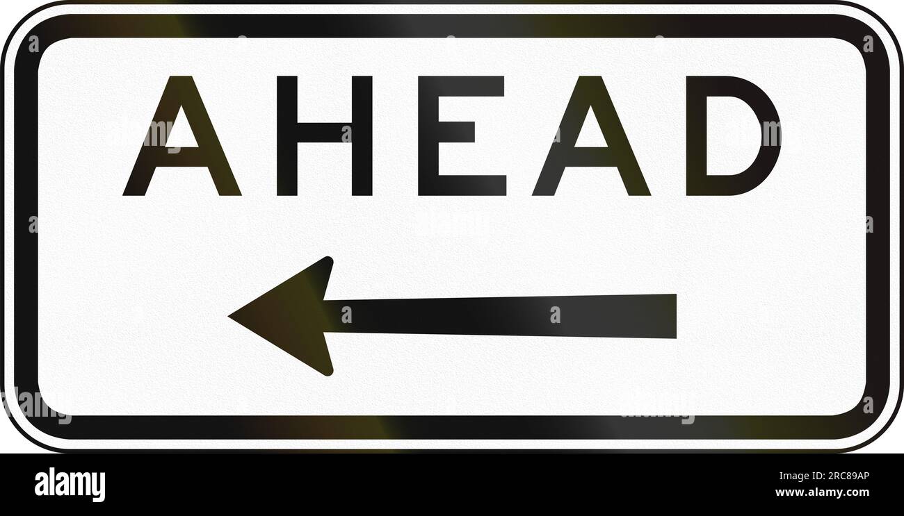 Supplementary Australian road sign - Ahead on the left Stock Photo - Alamy