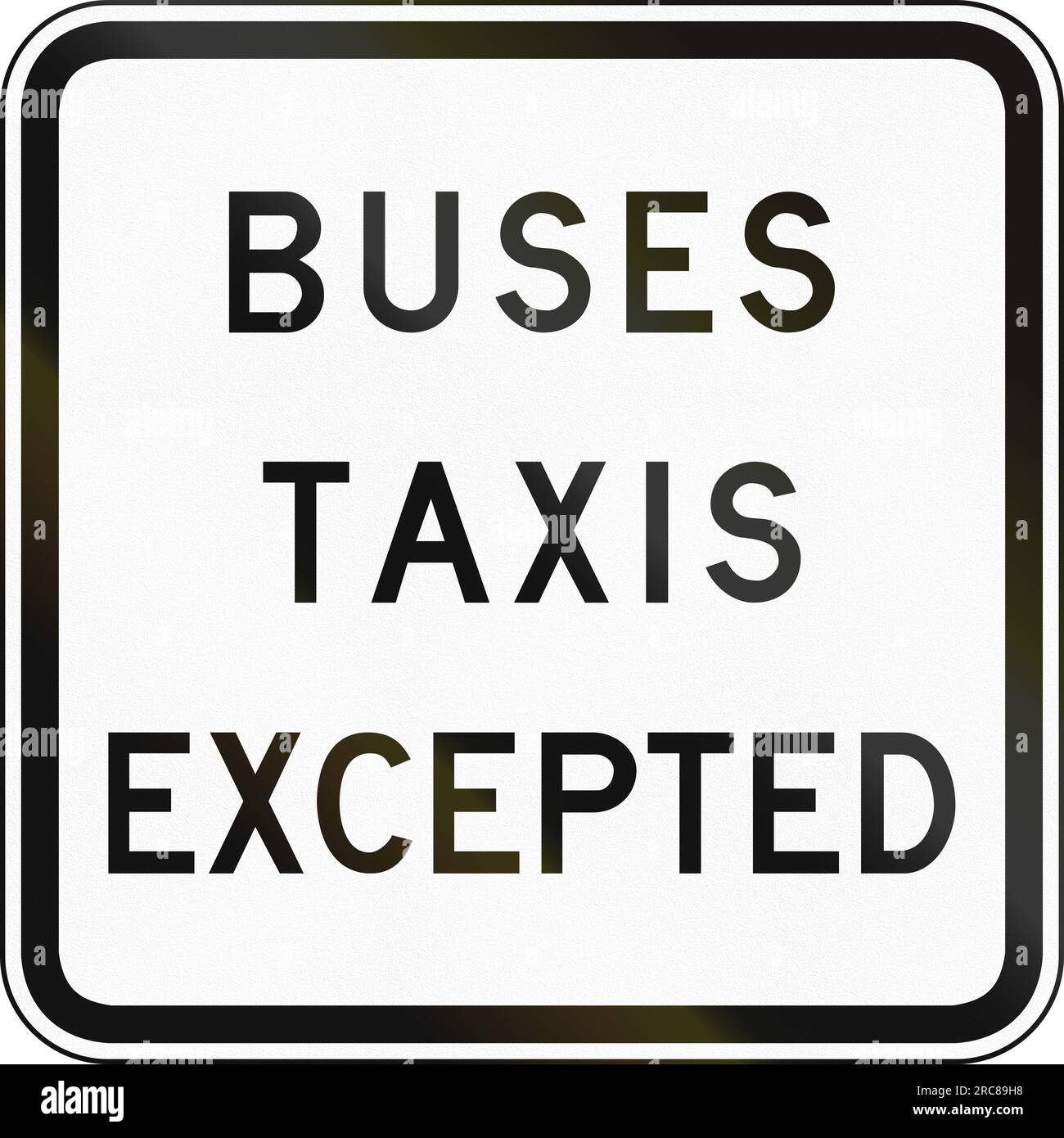 Supplementary Australian road sign - Buses and taxis excepted Stock ...