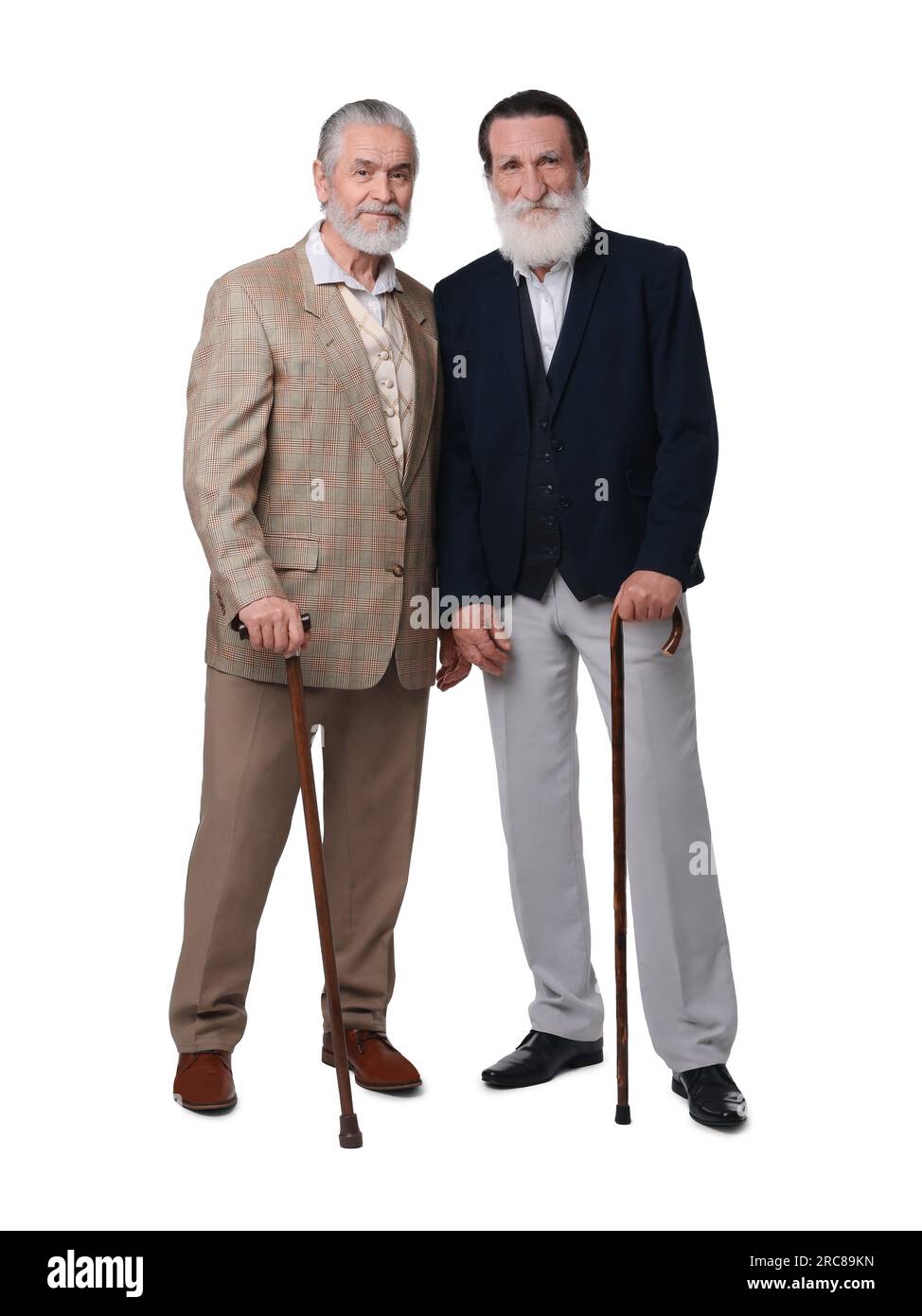 Senior men with walking canes on white background Stock Photo - Alamy