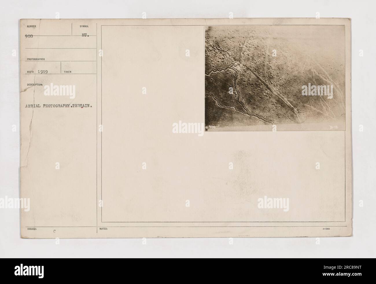 Aerial photograph taken in 1919, at an unidentified location during ...