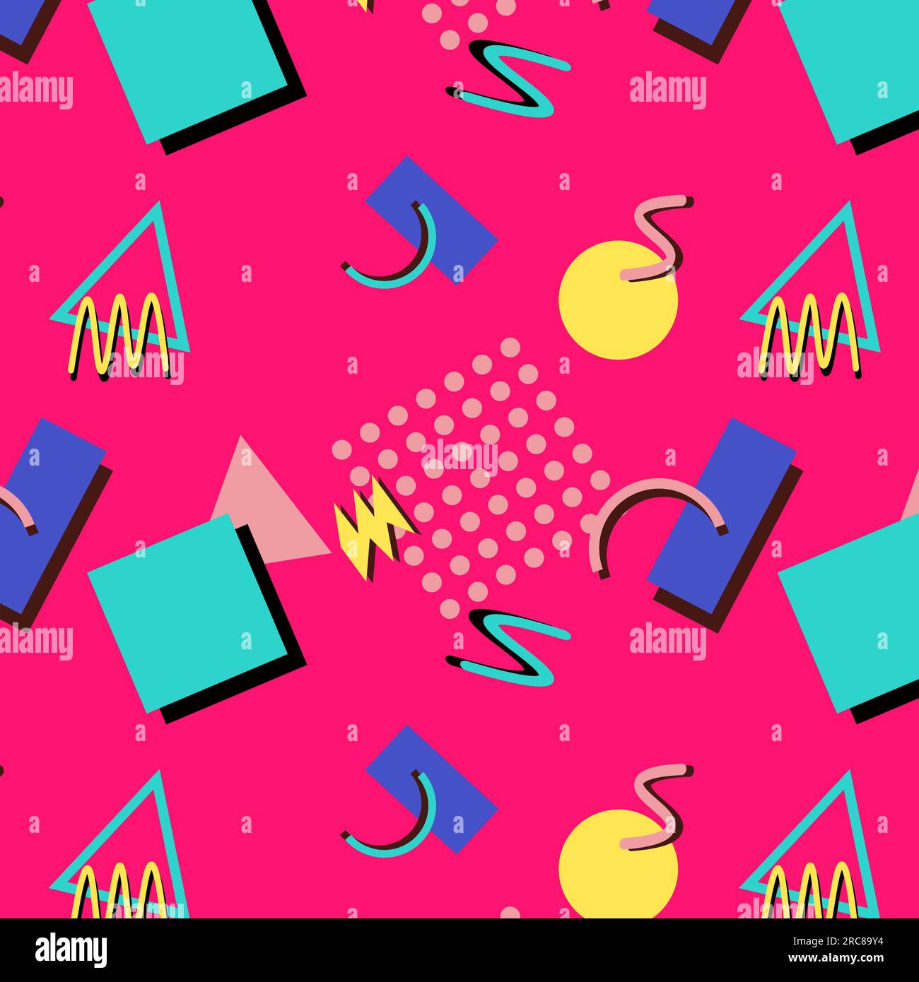 geometry pattern memphis on a pink background Stock Vector Image & Art ...