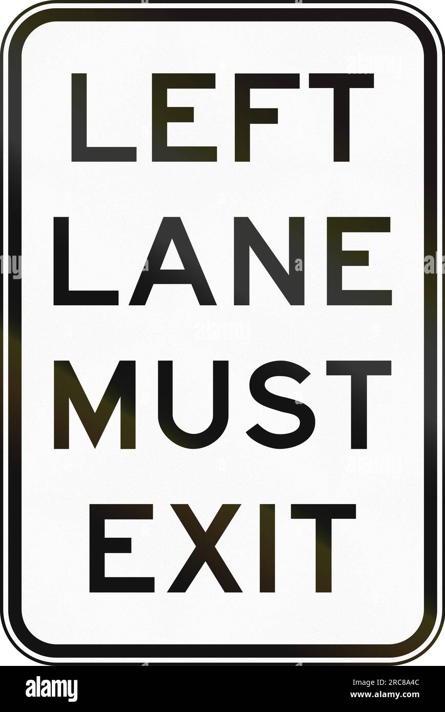 An Australian road sign: Left lane must exit Stock Photo - Alamy