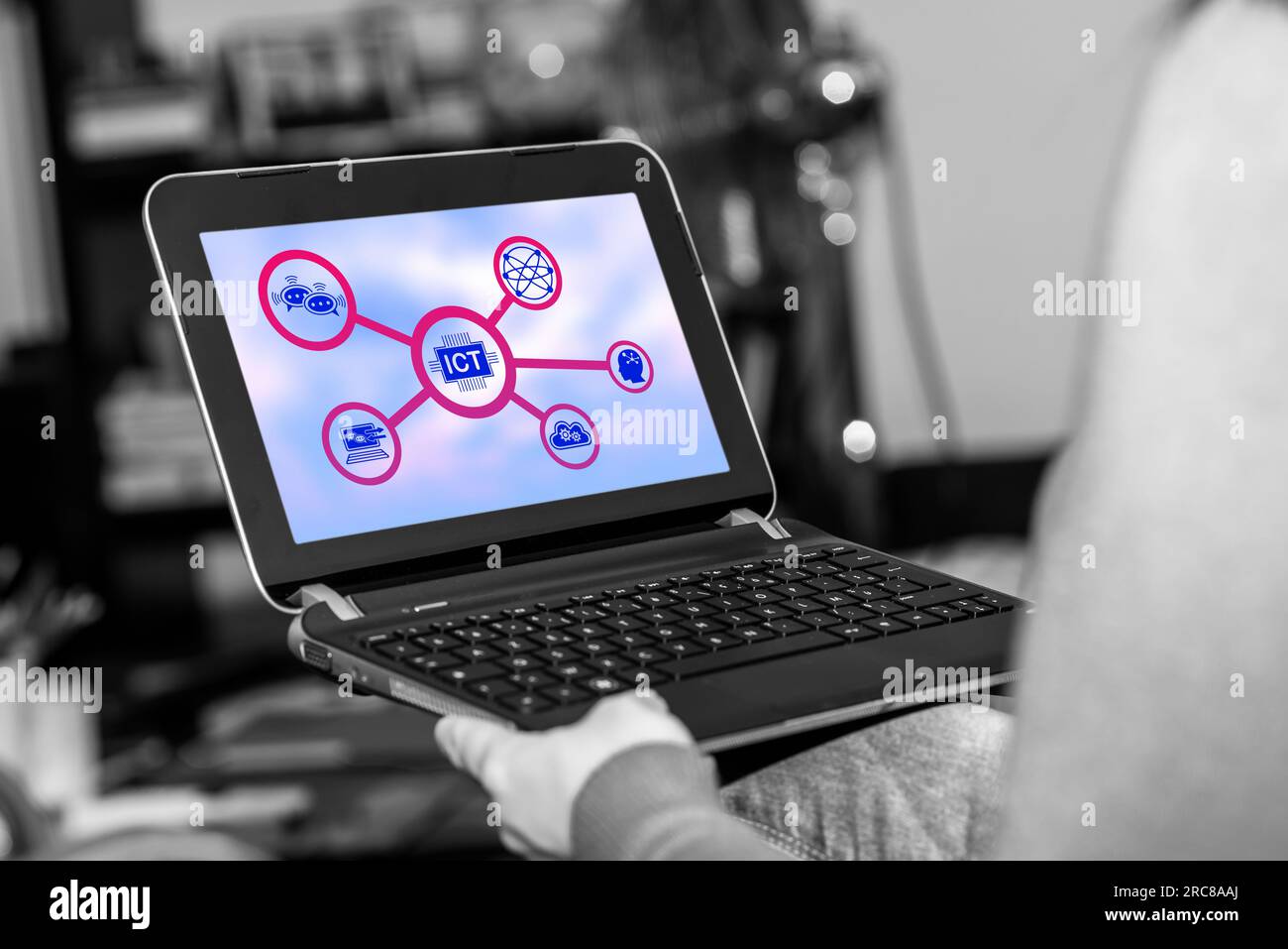 Tablet screen displaying an ict concept Stock Photo - Alamy