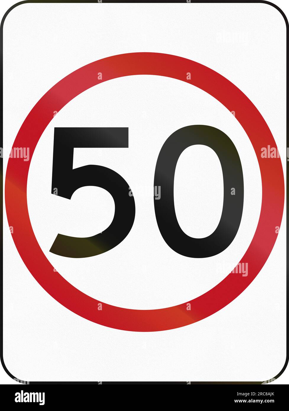 Australian traffic sign restricting speed to 50 kilometers per hour ...