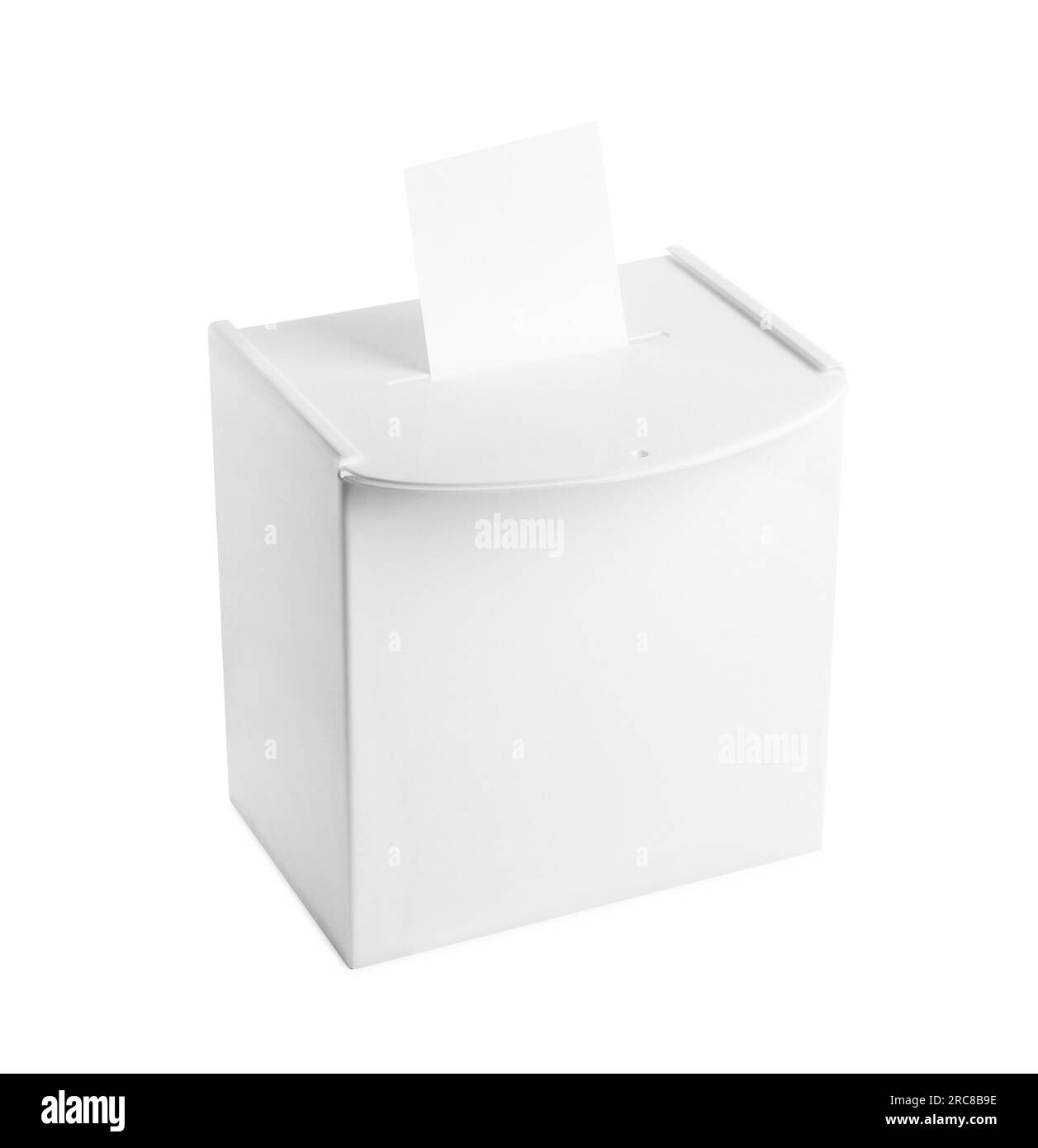 Ballot box with vote isolated on white. Election time Stock Photo - Alamy