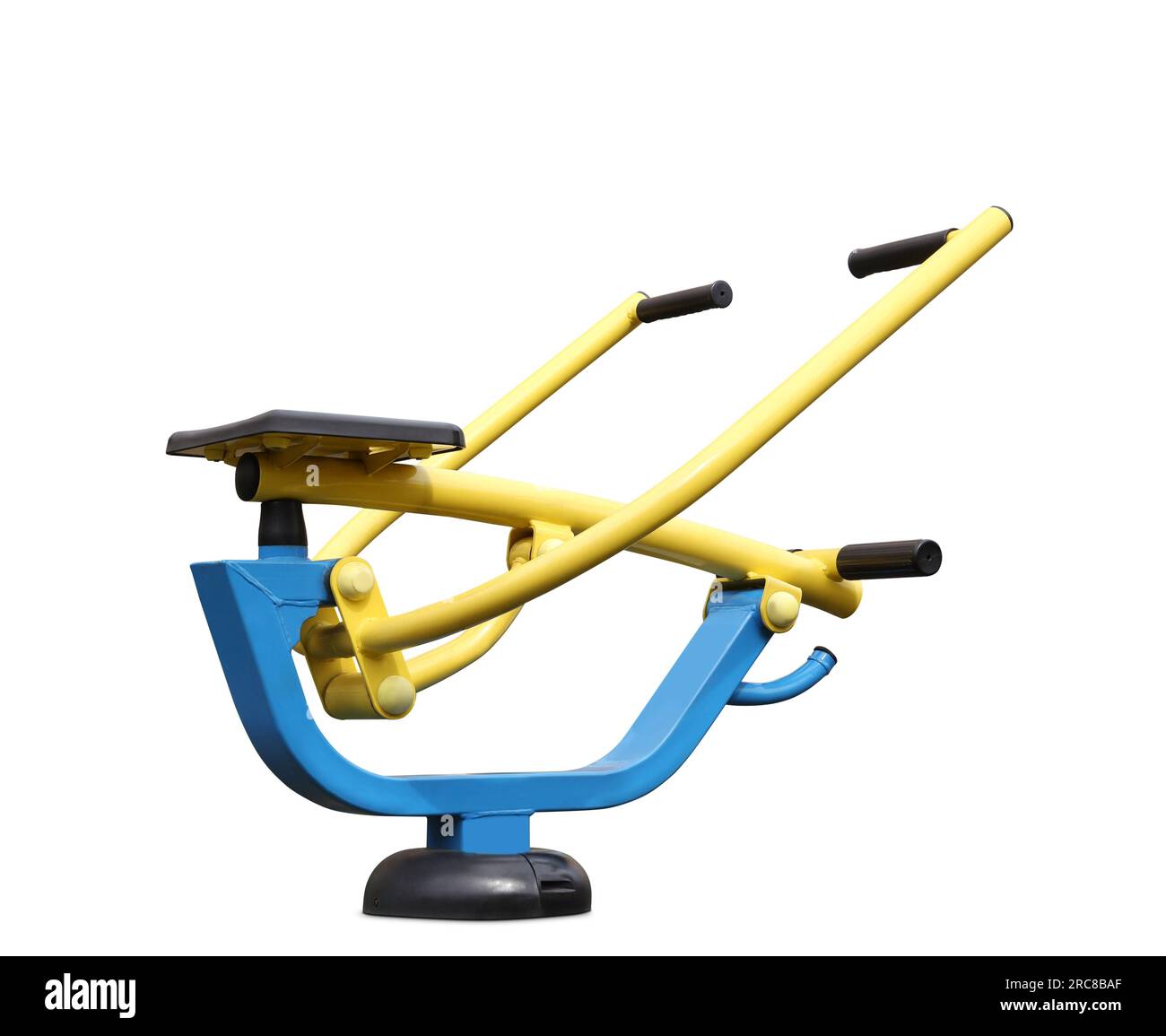 Rowing machine isolated on white. Modern outdoor gym equipment Stock ...