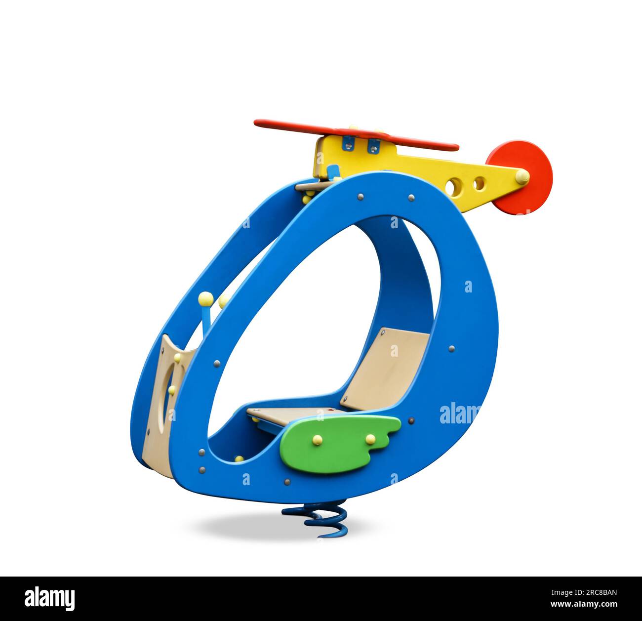 Helicopter spring rider isolated on white. Modern playground equipment ...