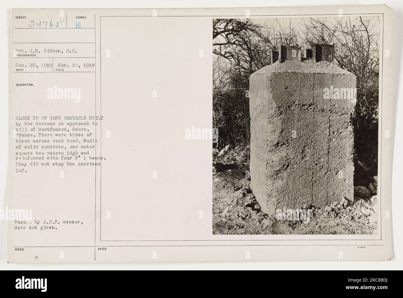 Close up image of a tank obstacle built by the Germans on the approach ...