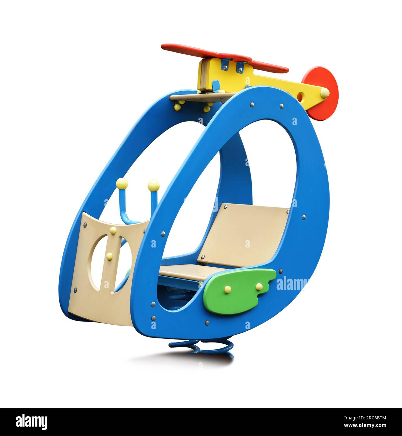 Helicopter spring rider isolated on white. Modern playground equipment ...