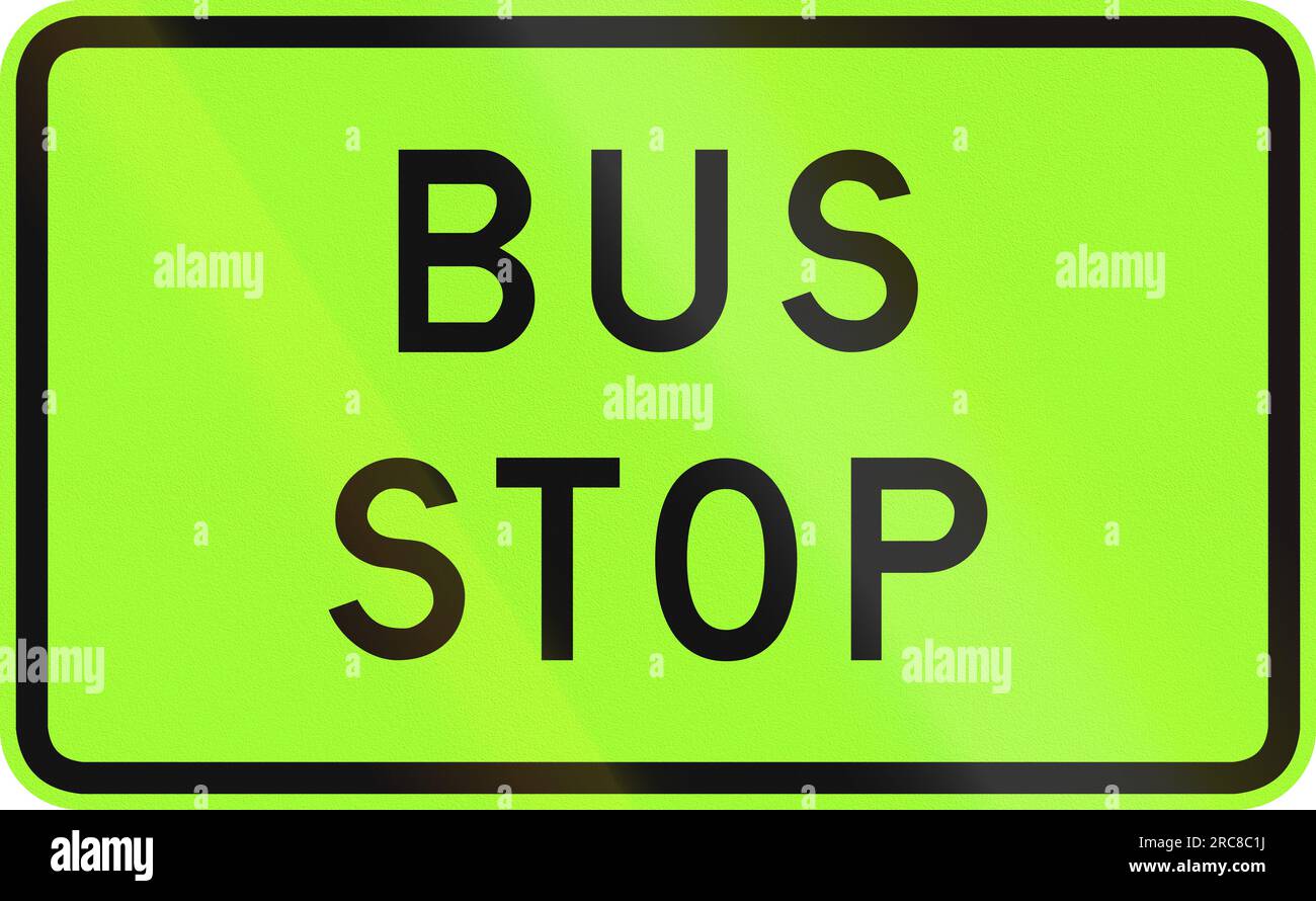 An Australian warning traffic sign - Bus stop Stock Photo - Alamy