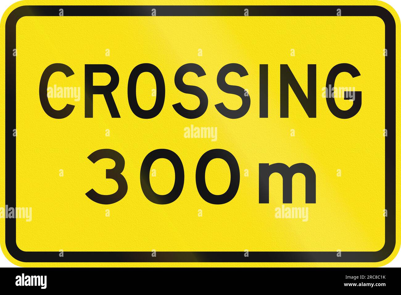 An Australian warning traffic sign - Crossing 300 meters Stock Photo ...