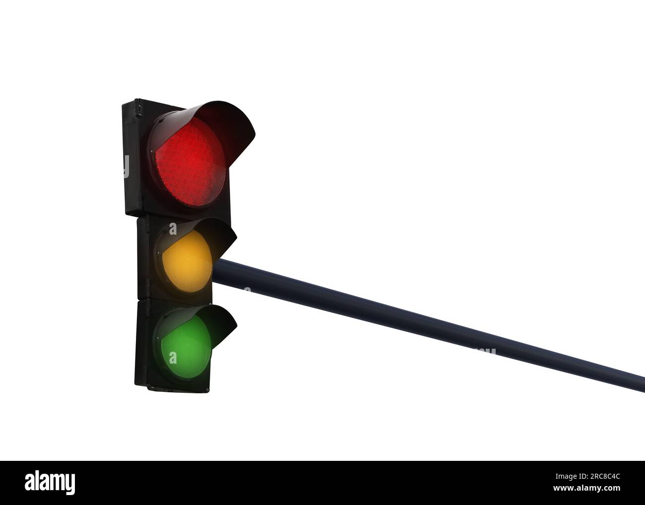 Traffic light with pole on white background Stock Photo - Alamy
