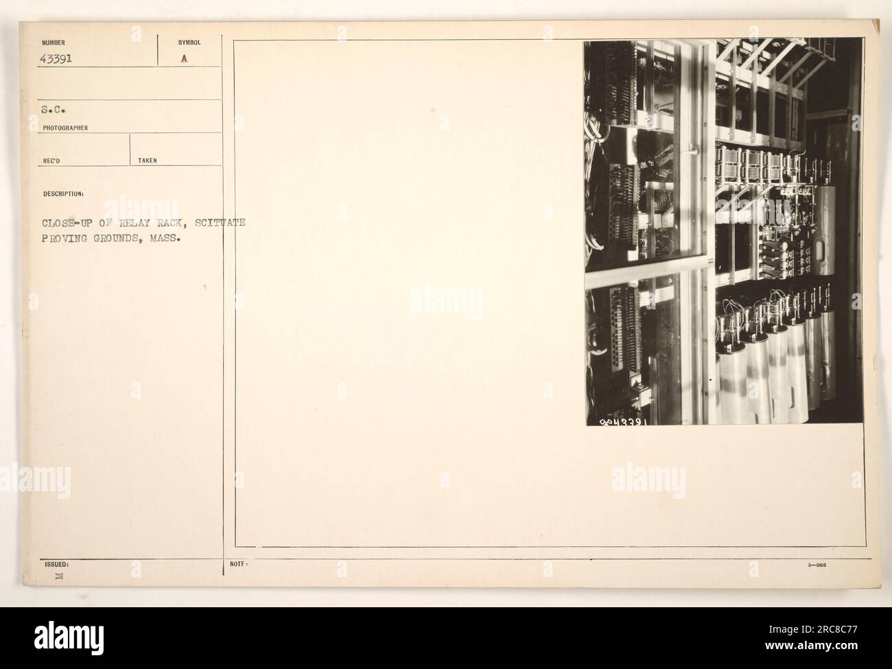 A close-up photograph of a relay rack taken at Scituate Proving Grounds ...