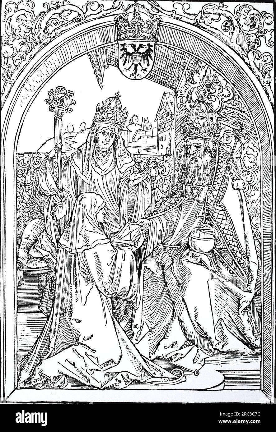 Illustration to Opera Hrosvitae, Roswitha in the presence of her niece ...