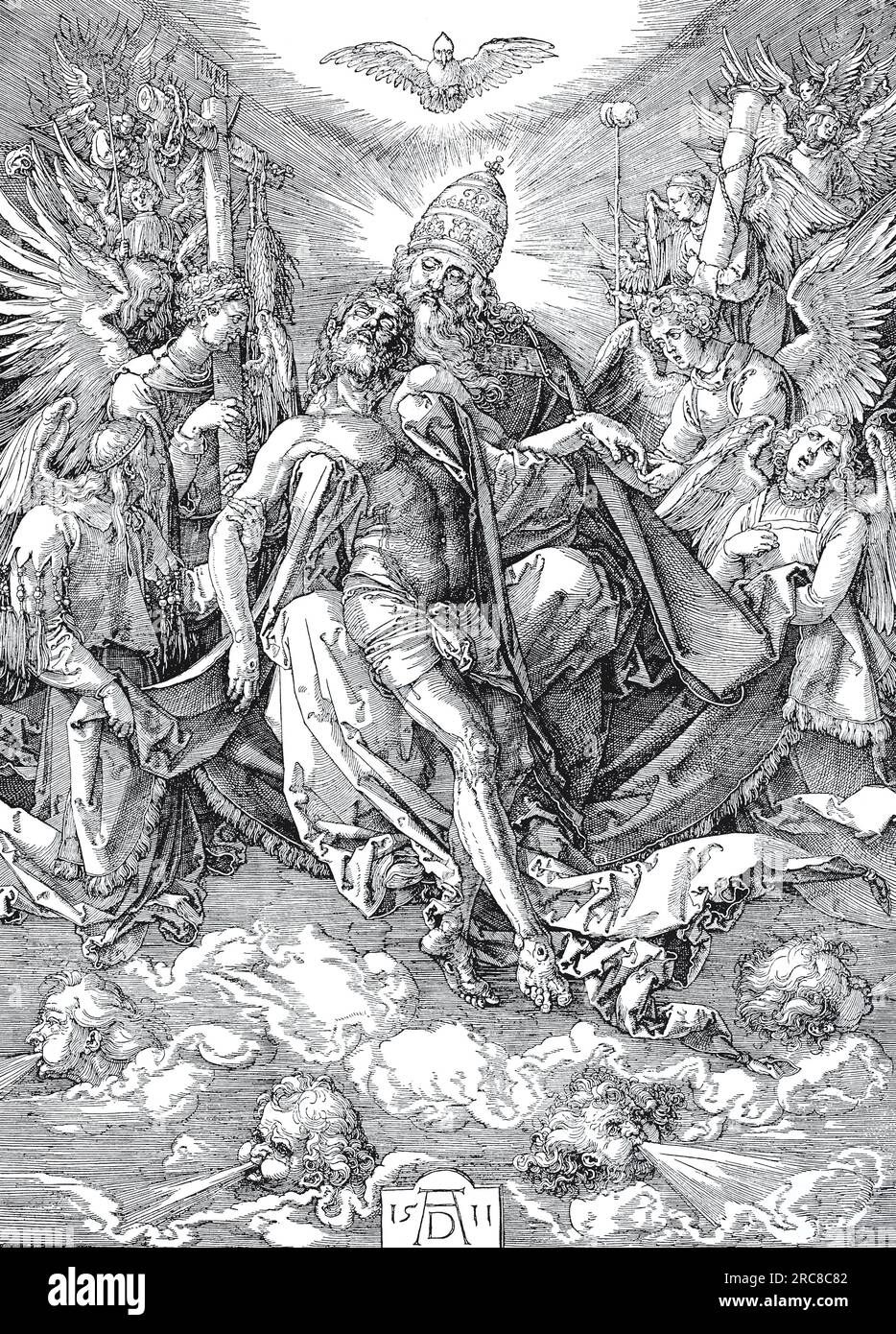 The Trinity, the throne of Grace, woodcut by Albrecht Dürer, historical ...