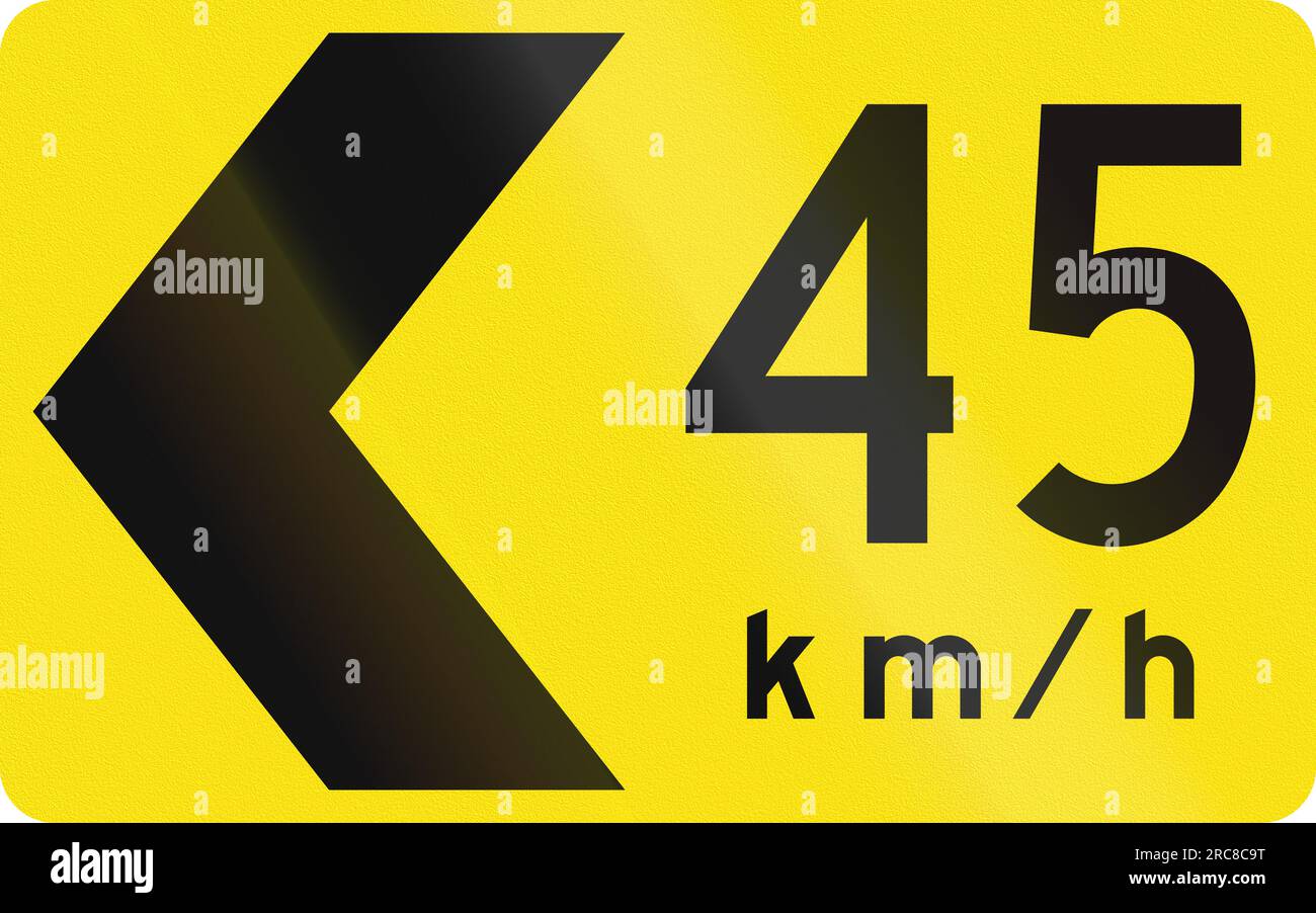An Australian warning traffic sign - Chevron in curve with advisory ...