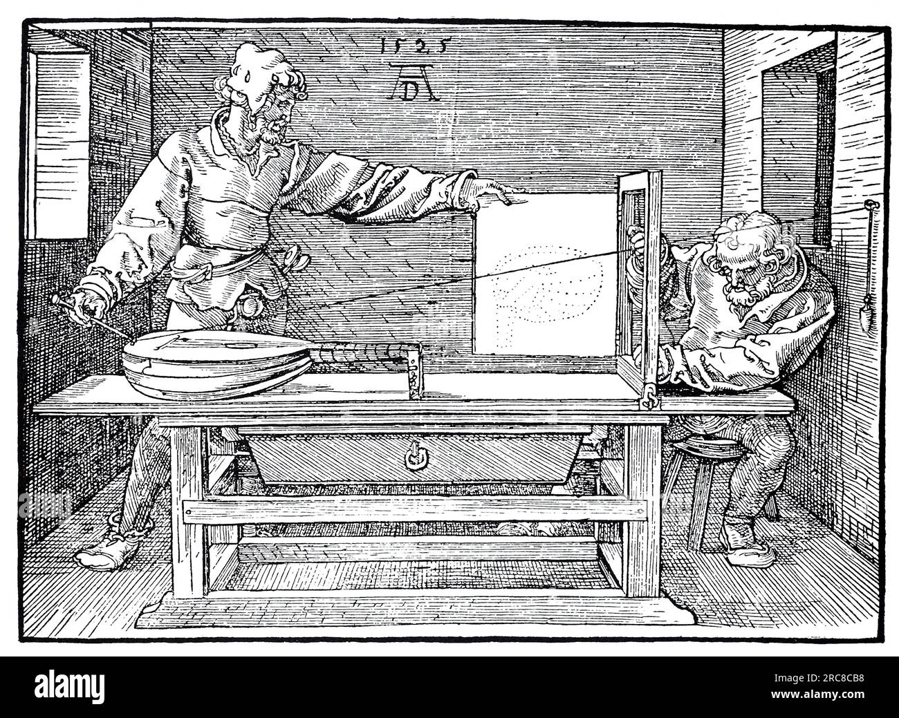 About the art of measurement. A man drawing a lute, woodcut by Albrecht ...