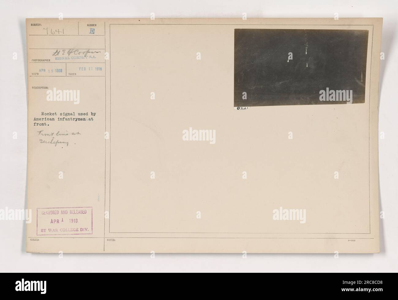 American infantrymen use a rocket signal at the front during World War ...
