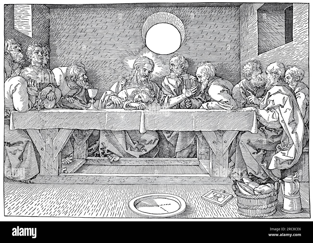The last supper, woodcut by Albrecht Dürer, historical, digital ...