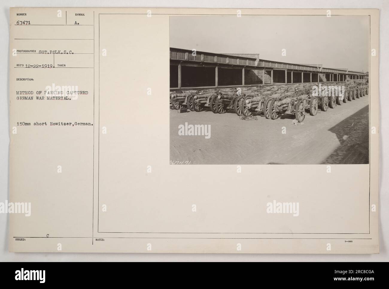 A 150 mm short Howitzer, German Number 67471, captured during World War ...