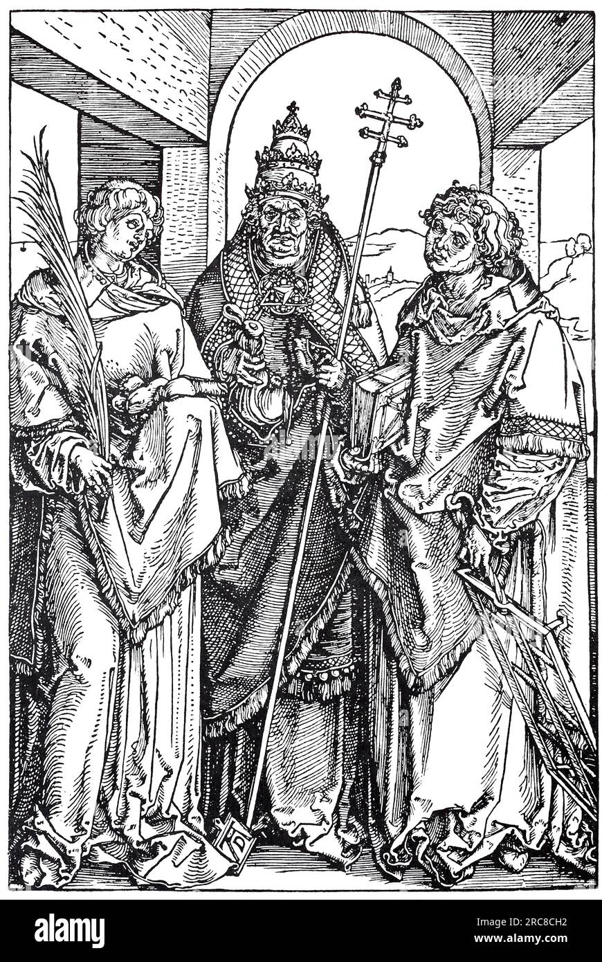 S.Stephen, S.Sixtus and S.Lawrence, woodcut by Albrecht Dürer ...