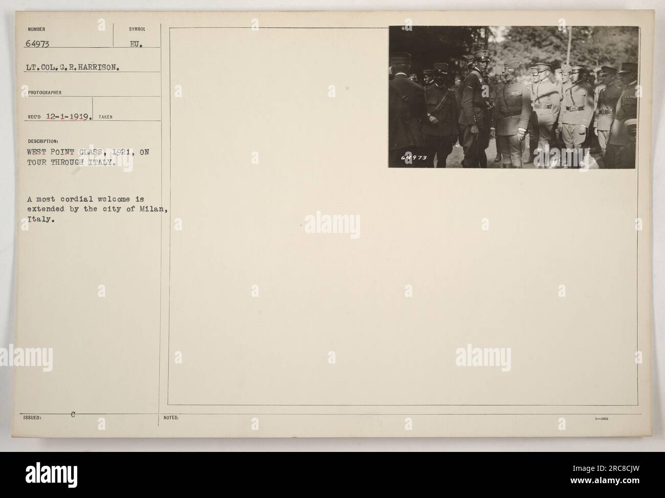 "West Point Class of 1921 visiting Milan, Italy as part of their tour ...