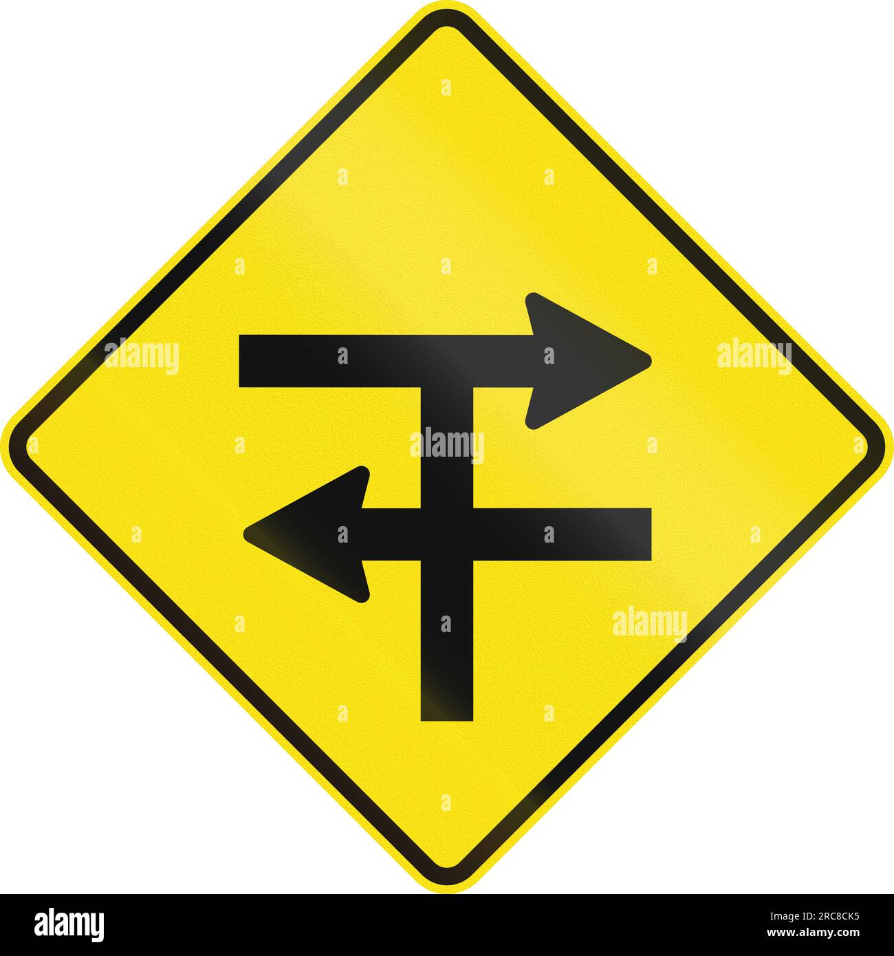 An Australian warning traffic sign - T-junction at dual carriageway ...