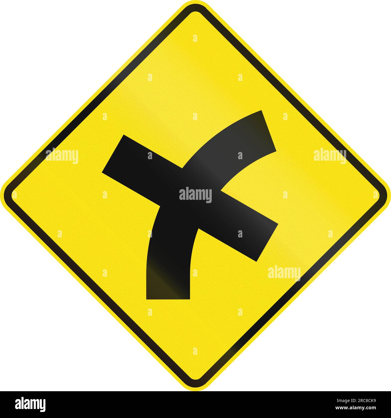 Australian road warning sign - 4 way intersection in curve ahead Stock Photo - Alamy