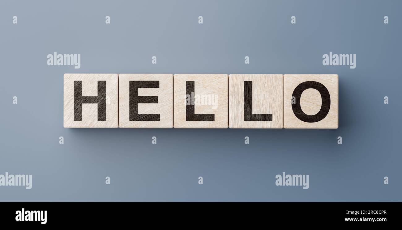 Hello salutation or greeting word to welcome someone or initiate ...