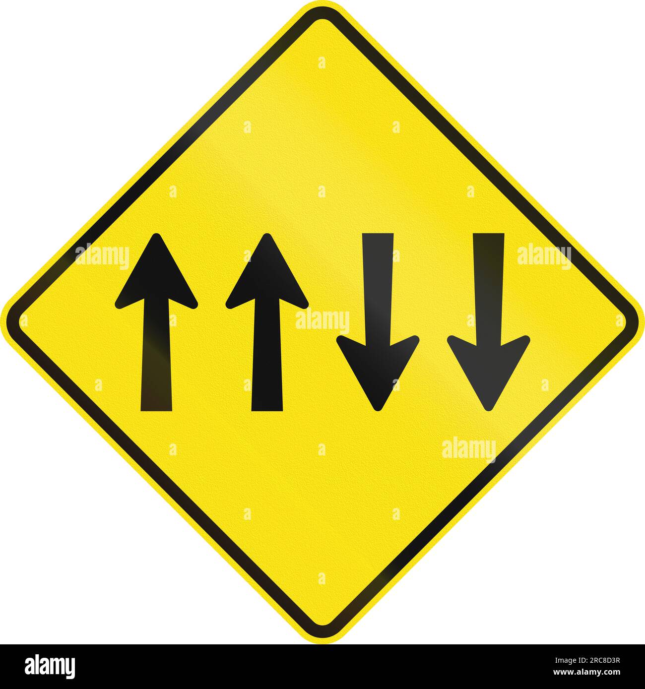 Warning road sign in Australia - Opposing traffic with two lanes in ...