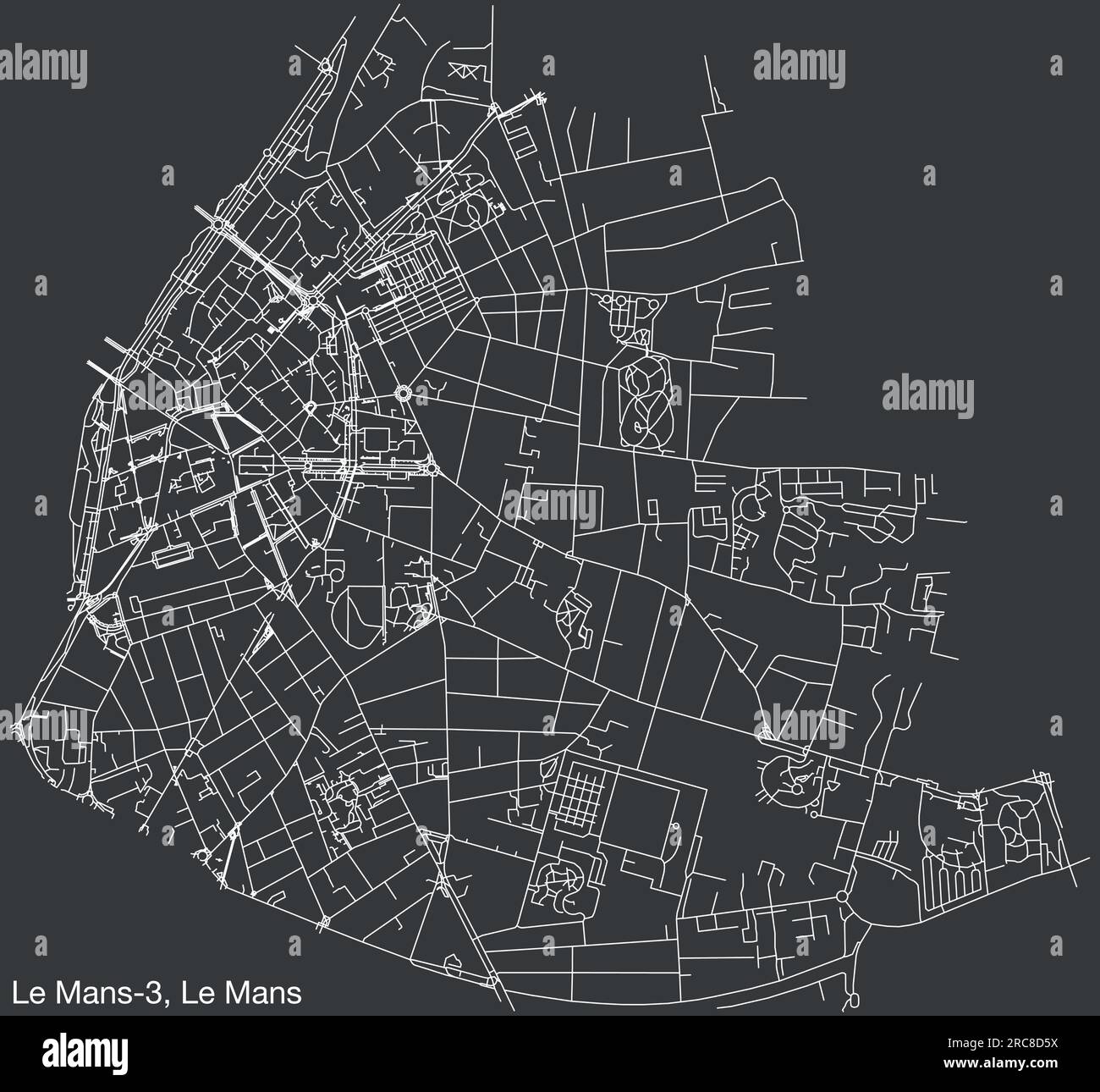 Street roads map of the LE MANS-3 CANTON, LE MANS Stock Vector Image ...